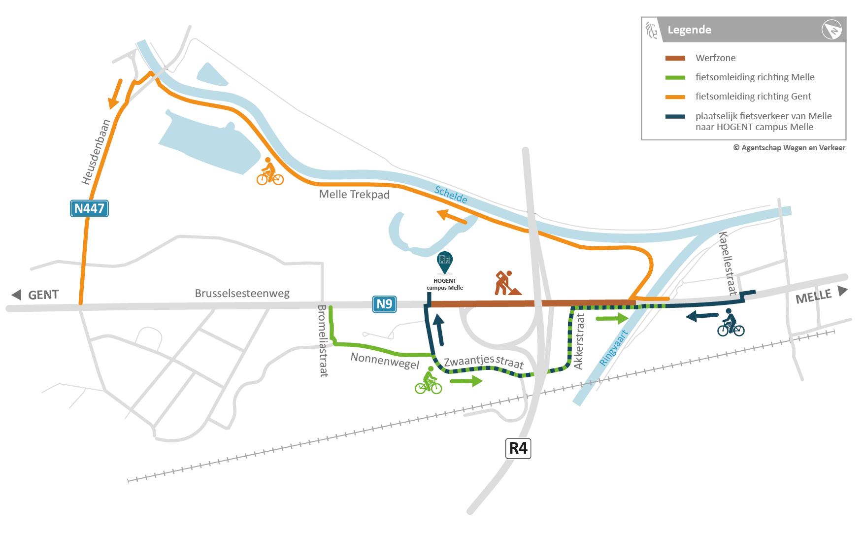 Werken aan fietspaden op Brusselsesteenweg (N9) vanaf 12 februari | Wegen en verkeer